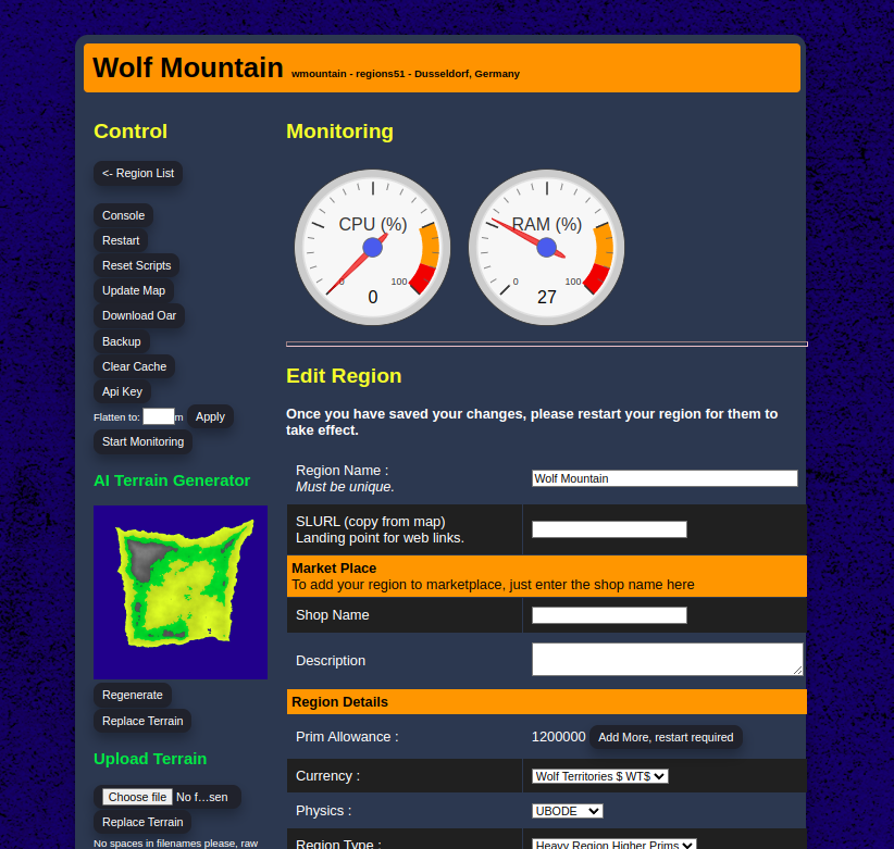 Wolf Territories Grid, OpenSim Virtual World